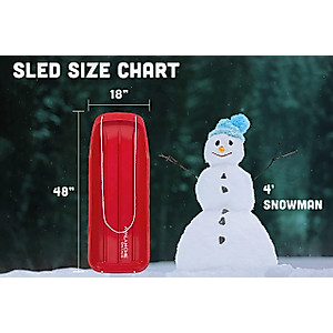 Avalanche Brands | Classic 48" Downhill Toboggan Snow Sled | Red | Fit for 2 Riders