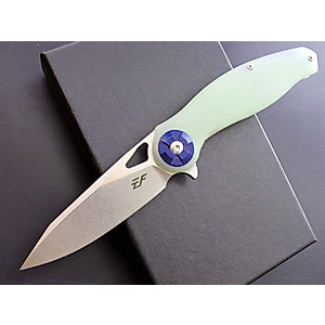 Eafengrow EF76 Ball Bearing Folding Knife for Camping EDC Pocket Knife with G10 Handle & D2 Stone-washed Blade Hunting Outdoor Tool (EF76-jade)
