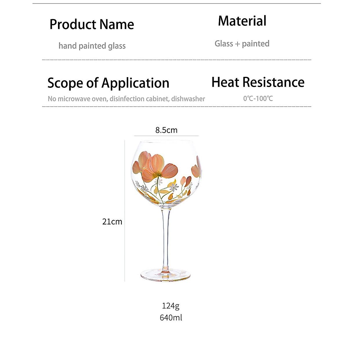 Hand Painted Stained Glass Wine Glasses Red Wine Glasses Set Of 2, Hand Blown High Grade Crystal Glass Wine Glasses Modern Style Painted Stemware For Wedding, Anniversary, Birthday Party orange