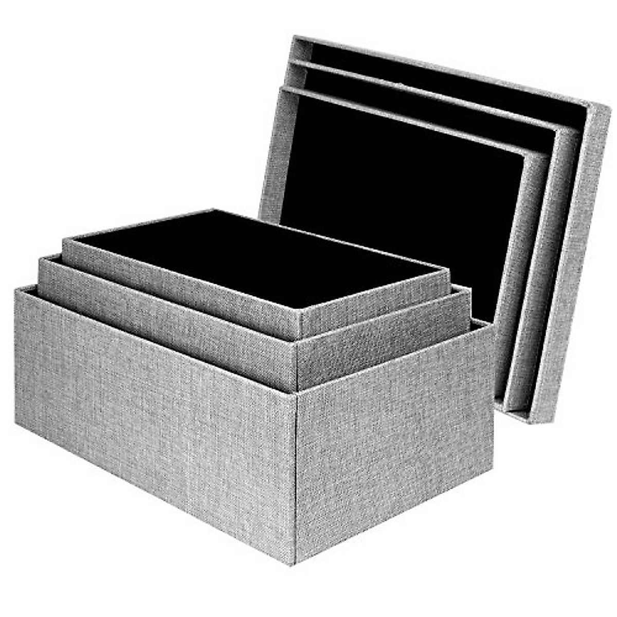 Stylish Decorative Storage Boxes Set of 3 - Grey