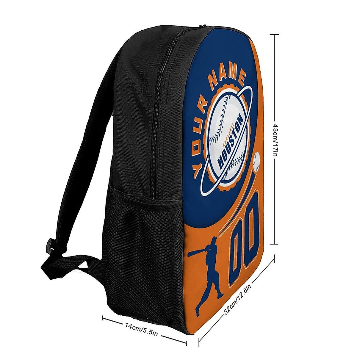 Rixeucey Houston Backpack Custom Laptop Bag Travel Bag Personalized Name Number Gifts for Men Women Boy