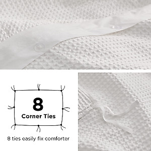 Bedsure Cotton Duvet Cover Queen - 100% Cotton Waffle Weave Coconut White Duvet Cover Queen Size, Soft and Breathable Queen Duvet Cover Set for All Season (Queen, 90"x90")
