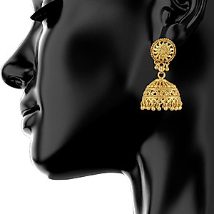 BodhaGold Plated Medium Size Traditional Indian Jhumka Earrings (SJ_34)