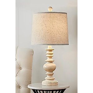 BOBOMOMO Resin 20.5" Farmhouse Lamps for Bedrooms Retro Side Table Lamps Bedside Lamp for Side Nightstand Living Room（1 Pack）