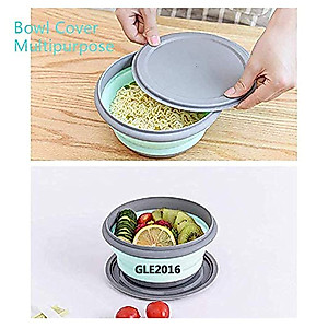 GLE2016 3 PCs Food Grade Silicone Collapsible Bowl Lunch Box - Expandable Food Storage Containers Set -Silicone Salad Bowl with Lid Portable