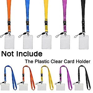 YOUOWO 5 Pack Office Neck Lanyards Detachable Buckle Enhanced Model Hook breakaway Strap lanyard for ID Badge,Key,women men Phones USB Whistles Nylon Black,blue,yellow,orange,purple