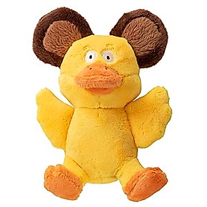 goDog Flips Duck-Bear Silent Squeak Plush Dog Toy, Chew Guard Technology - Yellow, Small