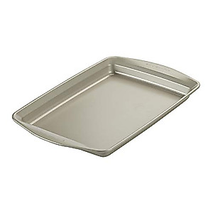 Rachael Ray Nonstick Bakeware Set without Grips includes Nonstick Bread Pan, Baking Pans, Cake Pans, Cookie Sheet / Baking Sheet - 10 Piece, Silver