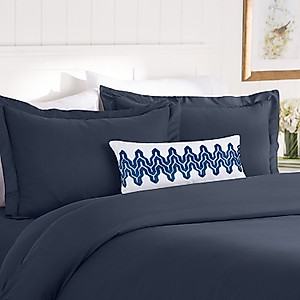 Elegant Comfort Best, Softest, Coziest Duvet Cover Ever! 1500 Thread Count Egyptian Quality Luxury Super Soft Wrinkle Free 3-Piece Duvet Cover Set, Full/Queen, Navy Blue