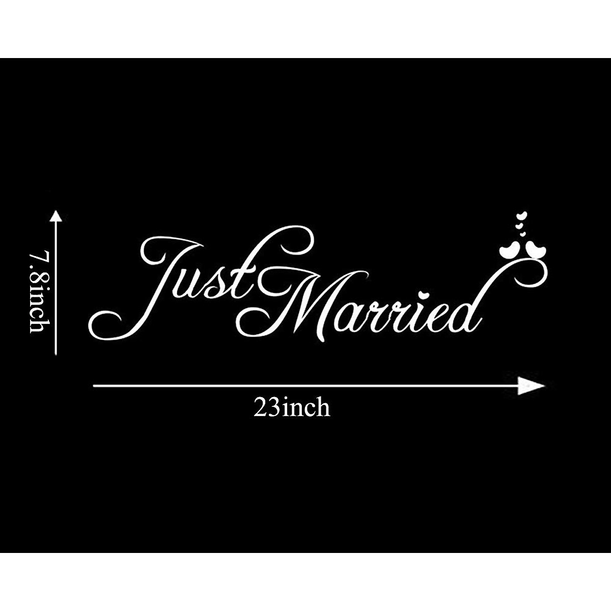 ADECNS Just Married Car Decals Just Married Vinyl Window Sticker Church Wedding Anniversary Decorations White