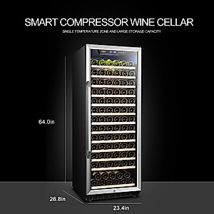 Lanbo Built-in Compressor Wine Chiller Single Zone Wine Cellar Fridge, 149 Bottle