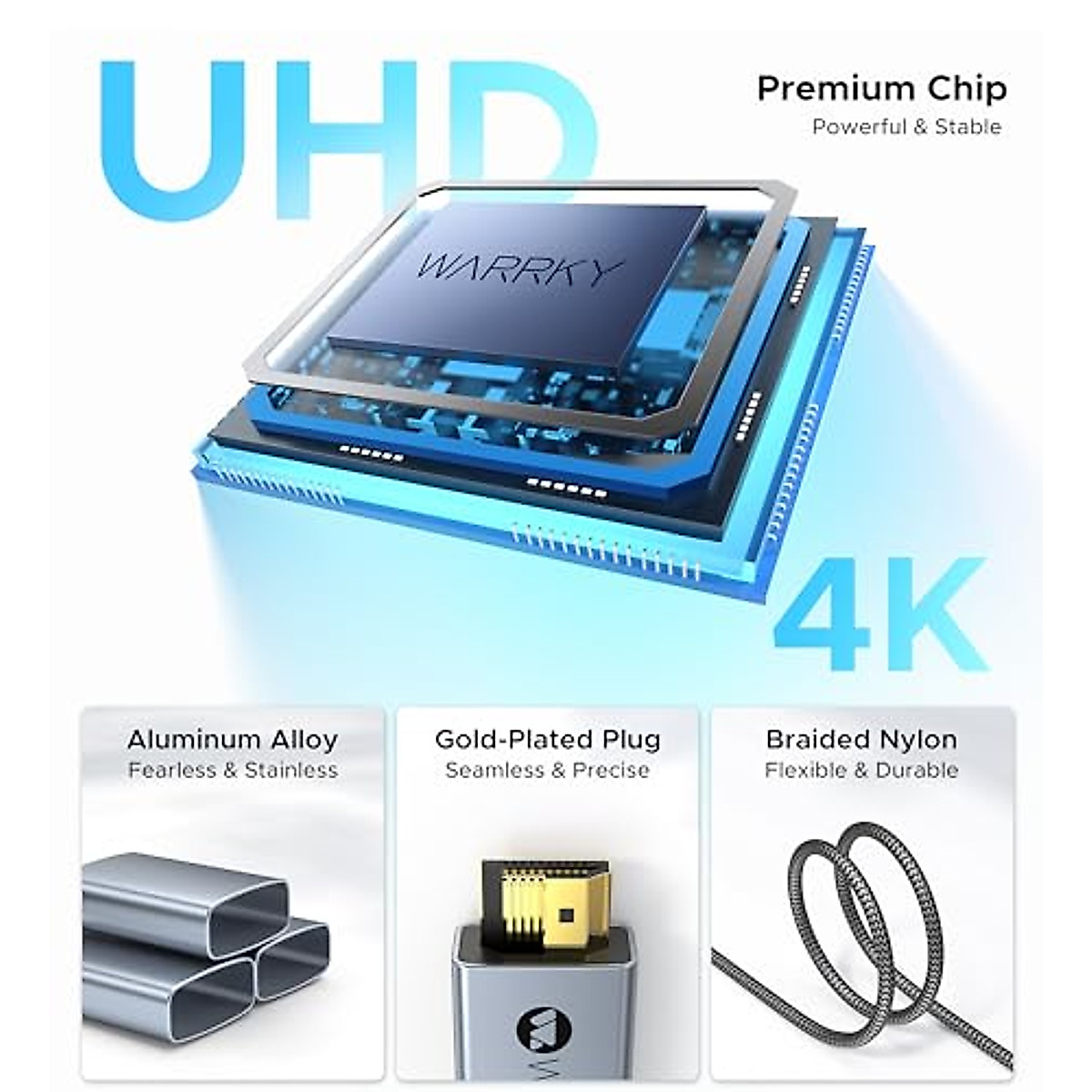 Warrky USB C to HDMI Cable 4K, 3.3ft [Braided, High Speed] Thunderbolt 3 to HDMI Adapter Compatible for New iPad, MacBook Pro/Air, iMac, Galaxy S20 S10 S9 S8, Surface, Dell, HP