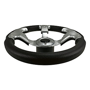 Pactrade Marine Boat Pontoon Non-Magnetic Steering Wheel Aluminum Frame Polyurethane (PU) Sleeves 3 Spokes 12-1/2" Diameter Aluminum Hub with 3/4" Tapered Bore (Silver, Silver Spokes)