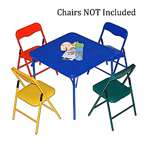 Peekabu Kids Folding Square Table Collapsible Legs Card Table with Padded Tabletop Small Foldable Toddler Activity Table for Indoor Outdoor, 23.5" W X 23.5" D X 20.5" H, Blue