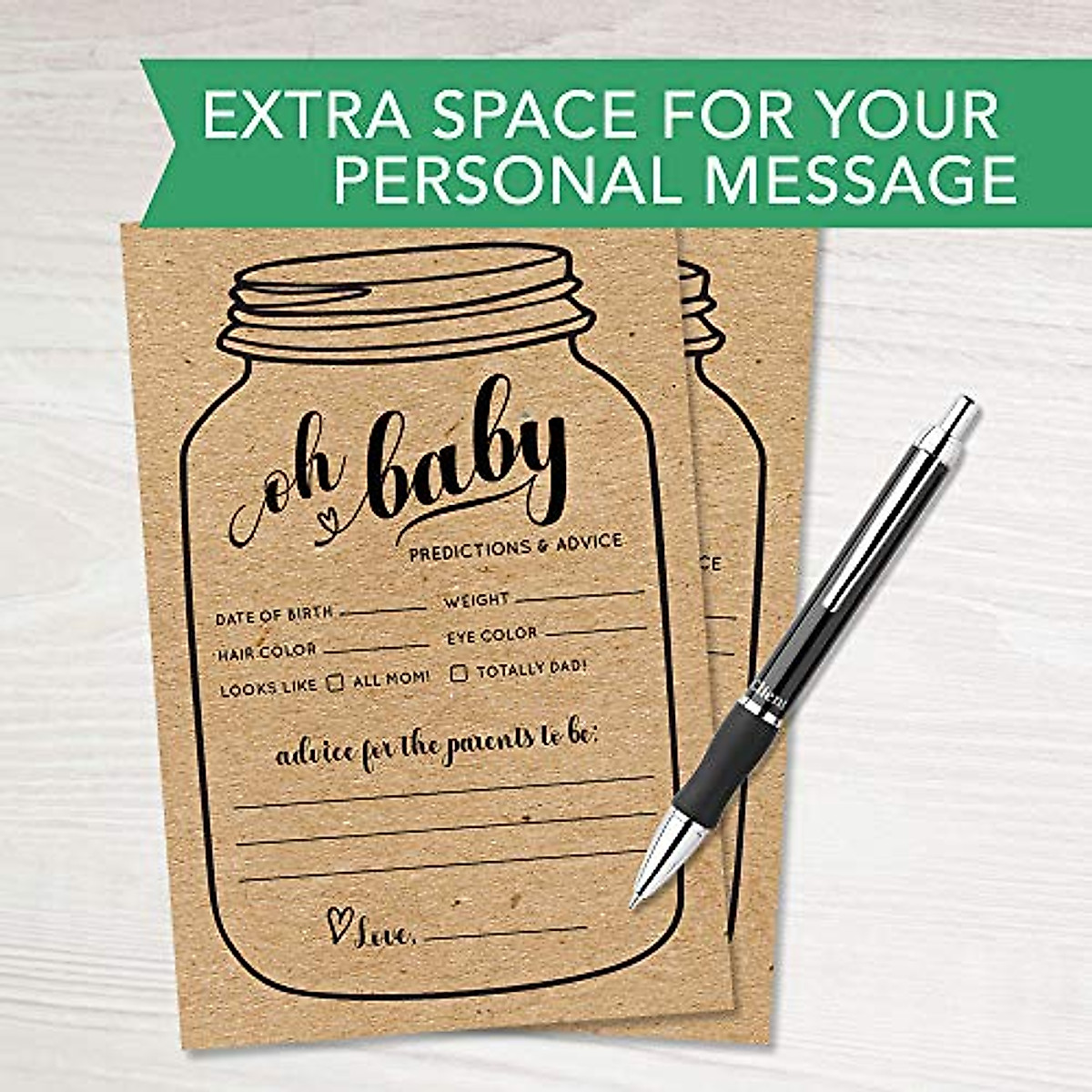 30 Pack Baby Shower Advice Cards- Kraft Advice and Prediction Cards for Gender Neutral Baby Shower Games