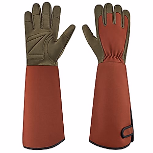 OIZEN Gardening Gloves for Women and Men1, 1 Pair of Long Sleeve Rose Pruning Thorn Proof Gloves,Gardening Gifts (Medium)