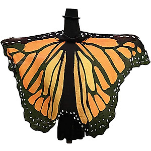 Halloween Butterfly Wings Costume for Women Girls Printed Moth Cape Shawl Wrap Moth Butterfly Cloak(Yellow)