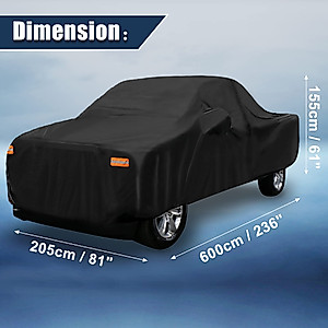 X AUTOHAUX Pickup Truck Cover for Ford F150 Regular Cab 8Ft Bed 2-Door 04-21 F350 Regular Cab 8 Foot Bed 2-Door 08-21 Outdoor Waterproof Sun Protection W/Driver Door Zipper Black