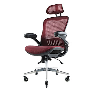 Nouhaus Ergonomic Mesh Office Chair Comfy Gaming Chairs with Adjustable Headrest & Armrest, Big and Tall Swivel Desk Computer Chair Tilt Function(ErgoFlip, Burgundy)