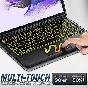 Wineecy Touchpad Keyboard Case for Samsung Galaxy Tab S8 Plus/ S7 FE/ S7 Plus 12.4 Inch Backlit, 7 Colors Light Detachable Wireless Keyboard for Samsung Tab S8+ 2022/ S7 FE 2021/ S7+ 2020 12.4"