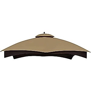 Eurmax USA High Performance Replacement Canopy Top for Lowe's Allen Roth Heavy Duty Gazebo Roof Gazebo Top with Air Vent 10X12 Gazebo Cover #GF-12S004B-1, Replacement Top Only (Khaki)