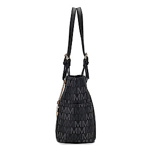 MKF Shoulder Bag for Women: PU Leather Top Handle Tote Handbag – Lady Fashion Satchel Pocketbook, Signature Purse White