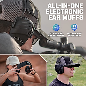 AXIL TRACKR Noise Cancelling Ear Muffs – Mowing, Construction, & Shooting Ear Protection – Comfortable Ear Muffs for Noise Reduction – Sweat & Water Resistant Ear Protection for Shooting