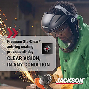 Jackson Safety Lightweight MAXVIEW Premium Face Shield with 370 Speed Dial Ratcheting Headgear – Anti Fog Coating