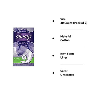 Always Dailies Xtra Protection Long Liners 40 ea (Pack of 2)