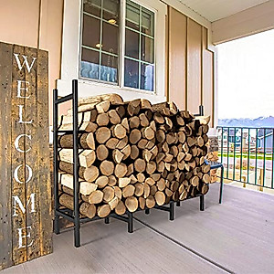 smusei Firewood Rack Outdoor Indoor 4Ft Heavy Duty Log Holder Adjustable Firewood Storage Rack Stand for Fireplace, Porches, Patios, 4Ft