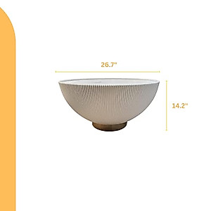 First of a Kind Modern Drum Bowl Coffee Table - Round Shaped Coffee Table – Modern Decorative Tables - Tabletop for Home Decor - Sintered Stone at Top with Microfiber Leather, White