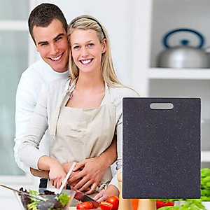 Plastic Chopping Board, Unique Marble Appearance Design TPR Material Dishwasher Safe For Cutting Meat Vegetables Fruits, 14 x 10.8 inch, Black