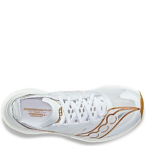 Saucony Women's Endorphin Elite Sneaker, White/Gold, 7.5