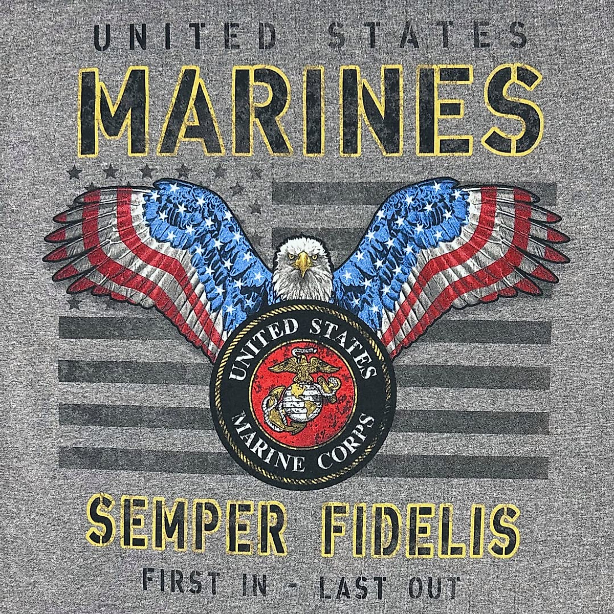 Armed Forces Gear Men's US Marine Corps Stars and Stripes T-Shirt- Official Licensed United States Marines Shirts for Men (Graphite, Medium)