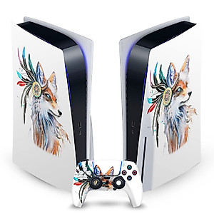 Head Case Designs Officially Licensed Pixie Cold Fox Art Mix Matte Vinyl Faceplate Sticker Gaming Skin Case Cover Compatible with Sony Playstation 5 PS5 Disc Edition Console & DualSense Controller