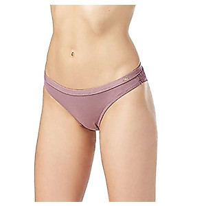 Jessica Simpson Women's Underwear - 3 Pack Microfiber Lace Tanga Panties (S-XL), Size Medium, Black/Grape Shake/Rose Smoke