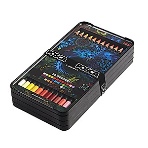 Posca Oil and Wax Coloring Pencils Art Set, 36 Prismacolor Colored Pencils, Drawing Supplies, Color Pencils, Watercolor Pencils, Colored Pencils for Adult Coloring, Book for Women or Men