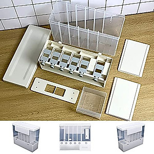 Fetcoi White Wall Mount Dry Food Dispenser, 6-In-1 Rice Coffee Bean Dispenser Wall Cereal Dispenser Countertop, 22lbs Capacity