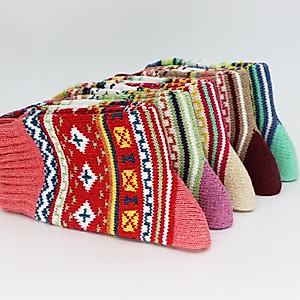 YZKKE 5Pack Womens Warm Wool Soft Cozy Crew Socks for Fall Winter Christmas Gifts Size 5-9