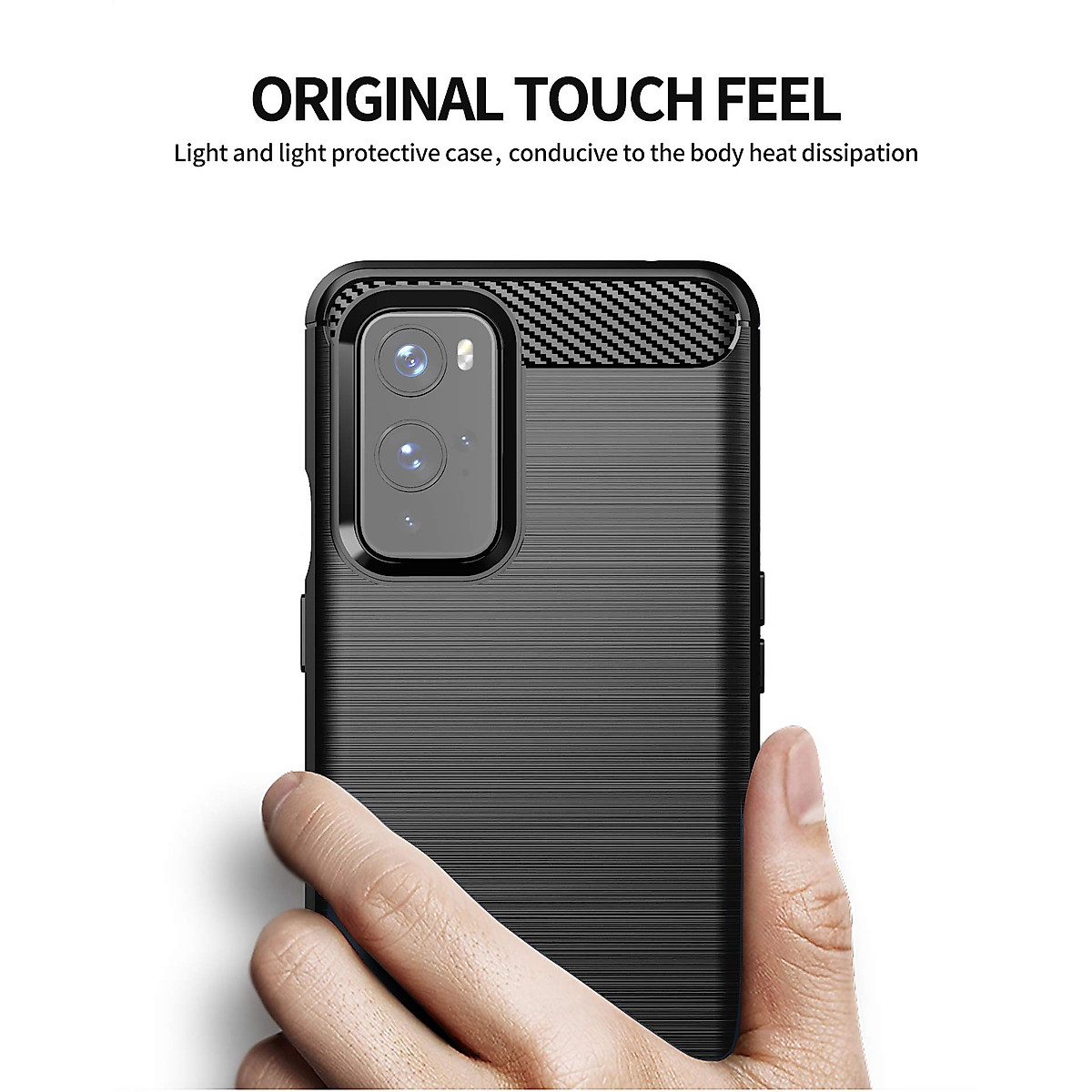 Oneplus 9 case,1+ 9 case with HD Screen Protector,M MAIKEZI Soft TPU Slim Fashion Non-Slip Protective Phone Case Cover for Oneplus 9/1+ 9 (Black Brushed TPU)