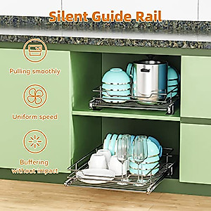 G-TING Pull Out Cabinet Organizer, Heavy Duty Slide Out Pantry Shelves Sliding Drawer Storage for Home, Kitchen, Bathroom, 12.44" W x 16.54" D, Request at Least 13 inch Cabinet Opening(2 Pack)