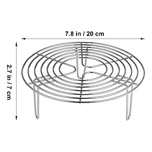 Cabilock Stainless Steel Steamer Rack Round Cooling Rack Microwave Tray Microwave Plate Stacker Cooking Supplies for Steaming Bacon Snacks (20 * 7cm)