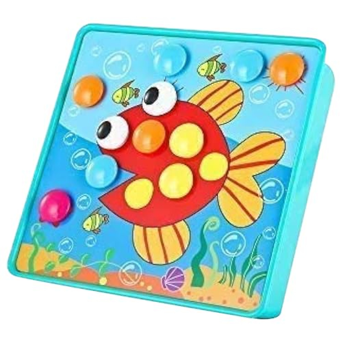 TINOTEEN Button Art Toy for Toddlers,Toddler Activities Crafts Color Matching Early Learning Educational Mosaic Pegboard 50 Buttons and 18 Pictures