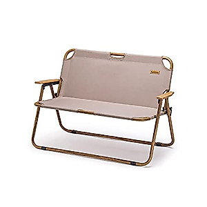 Naturehike 2 Person Folding Camping Chair, Portable Camping Loveseat with Solid Wood Armrest, Double Lawn Chairs for Outdoor Patio Beach Picnic, Supports 350lbs