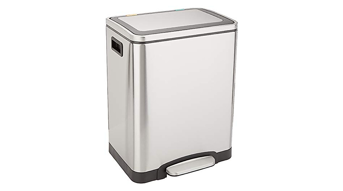 Amazon Basics 30L Dual Bin Trash Can with Soft-Close Lid