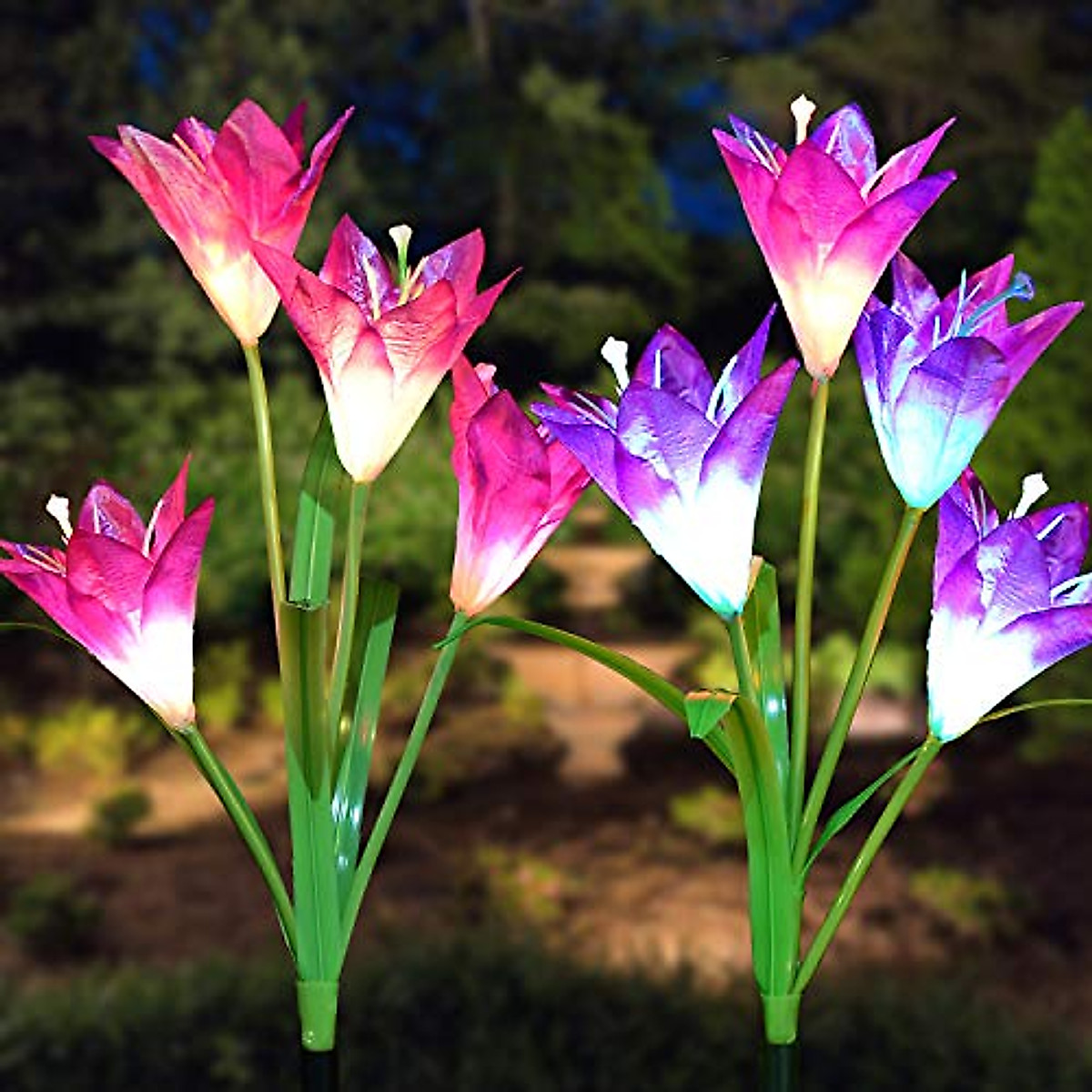Doingart Solar Garden Lights - 2 Pack Color-Changing Lily Lights