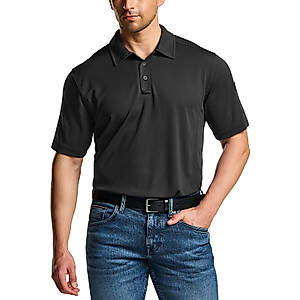 CQR Men's Polo Shirt, Long and Short Sleeve Tactical Shirts, Dry Fit Lightweight Golf Shirts, Outdoor UPF 50+ Pique Shirt, Frost Essential Black, Large