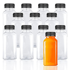 Juice bottles,12 Pack 8oz Juice Bottles Beverage Containers Drink Containers Milk Bulk Containers,Plastic Bottles with Black Tamper Caps Clear Plastic Smoothie Bottles Bulk for Homemade Juices