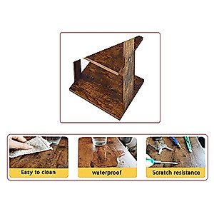 Flydem Vertical shoe rack tower slim entryway stand narrow tall 8 Tiers wooden modern organizer saving space storage (color:Rustic brown)