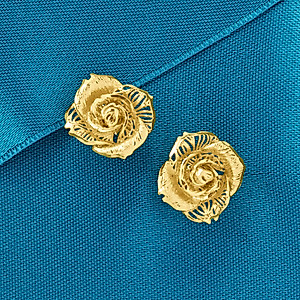 Ross-Simons Italian 14kt Yellow Gold Rose Earrings